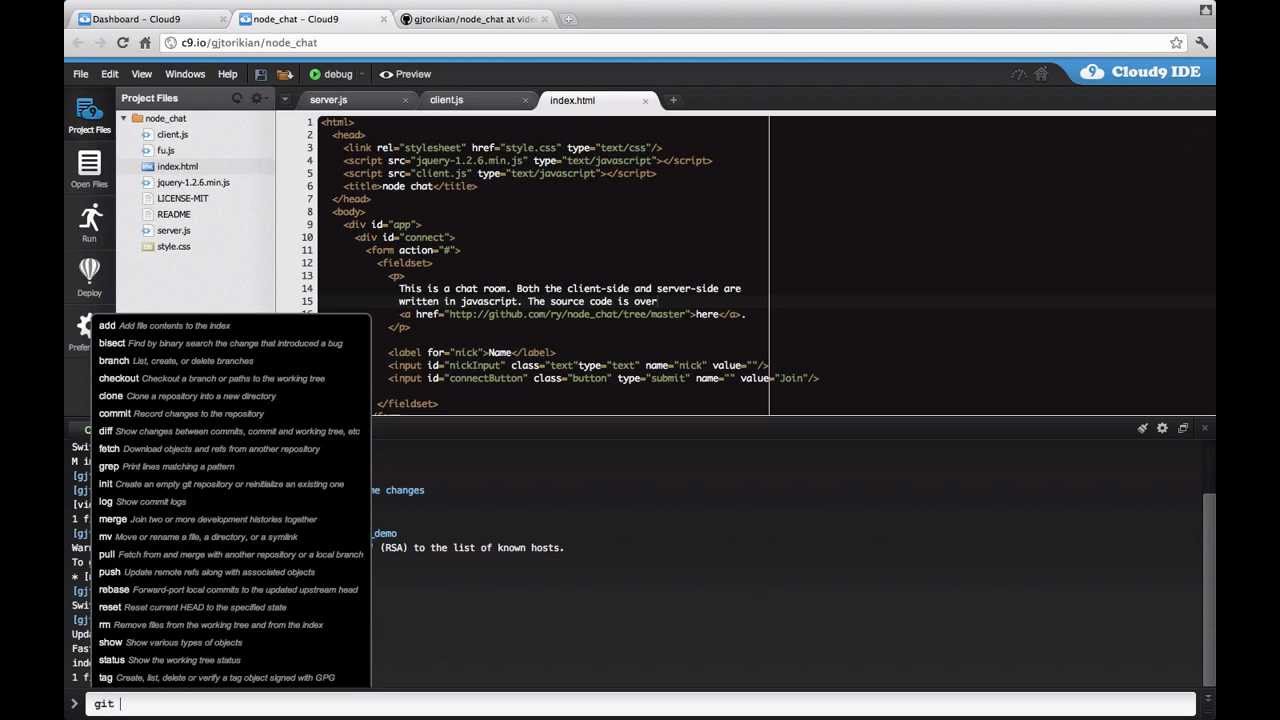 Cloud9 IDE: Git Workflow