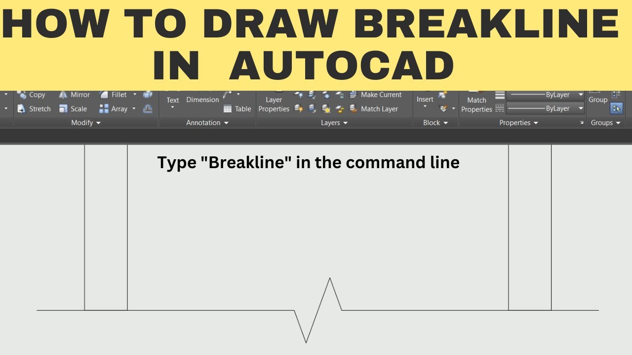 Breakline command in AutoCAD 2024 | AutoCAD tutorial breakline