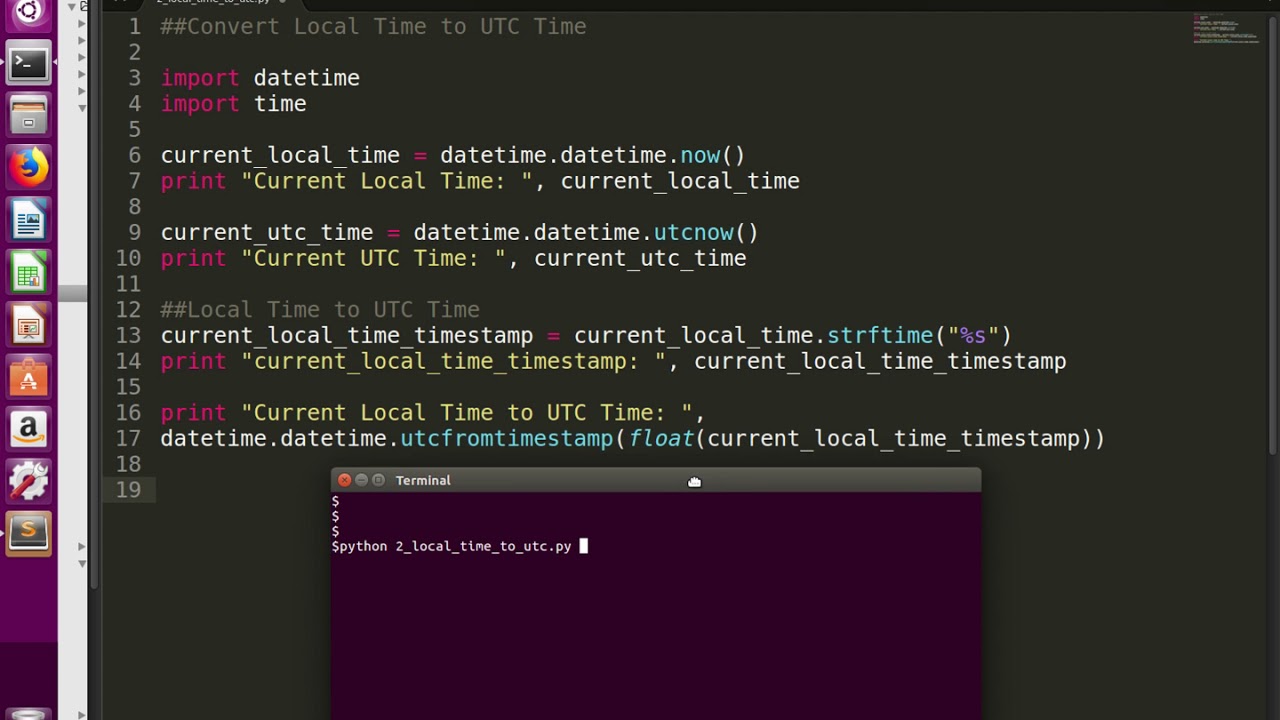 Python Convert Current Local Time to UTC Time