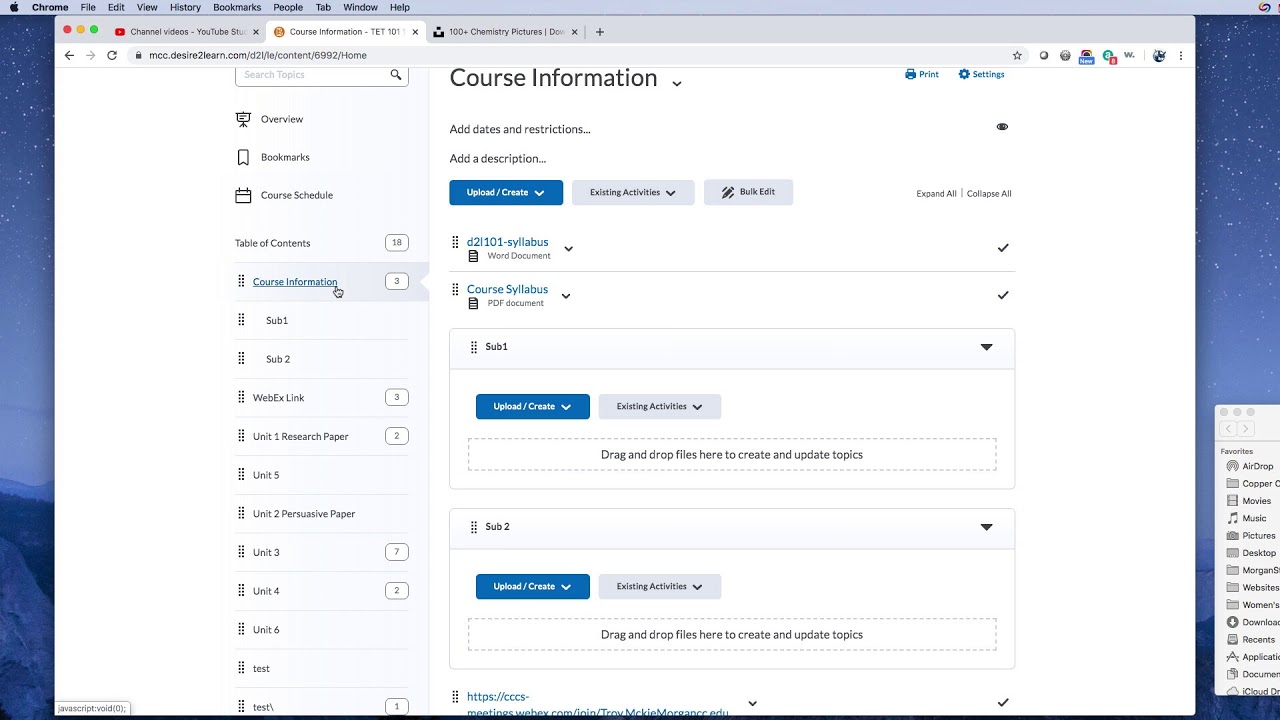 D2L - Creating Modules and Submodules
