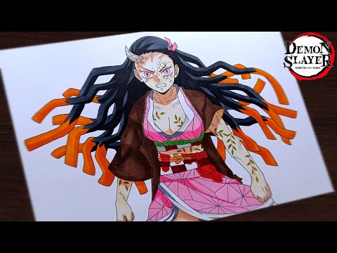 How to Draw Nezuko(Full demon form)step by step (Tutorial)for beginners||Demonslayer:kimetsu no yaba