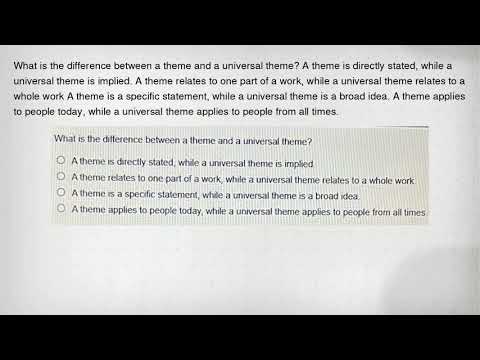 What is the difference between a theme and a universal theme? A theme is directly stated, while a un