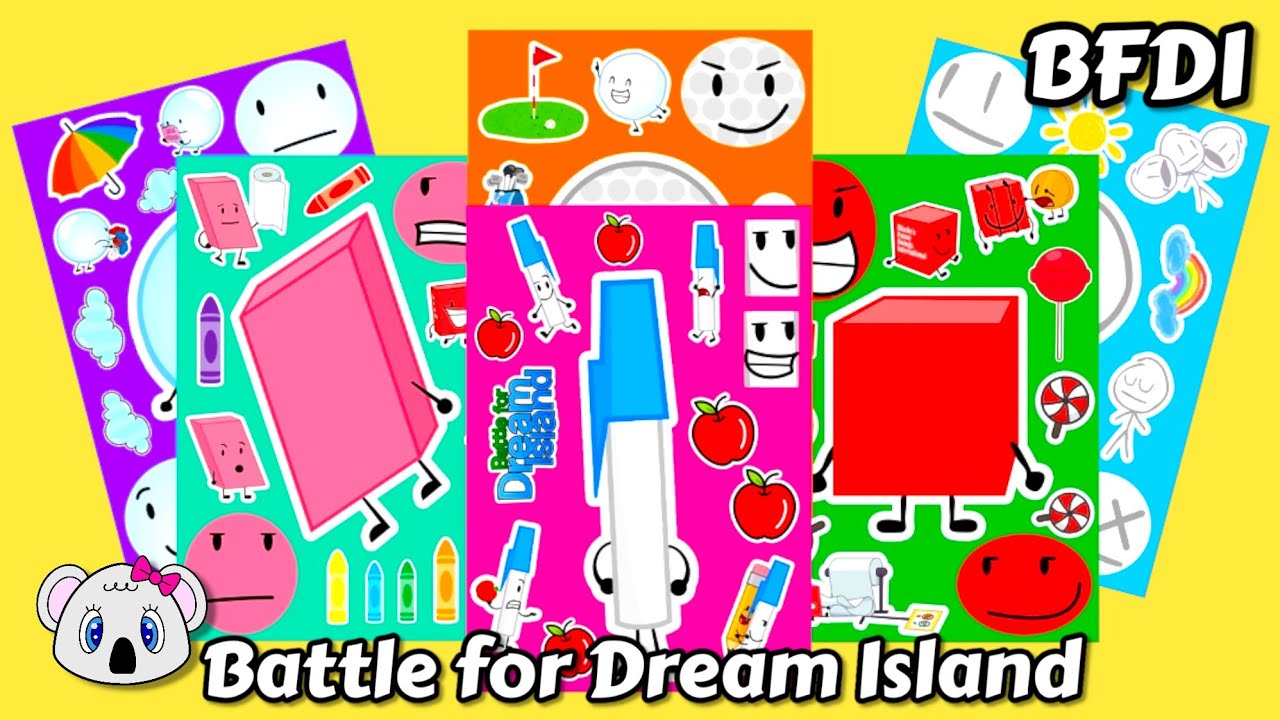 🫧🖍Battle for Dream Island - BFDI Sticker 1st⛳️ | BFDI 스티커 꾸미기 첫번째 | Paper DIY | ASMR🖊🟥