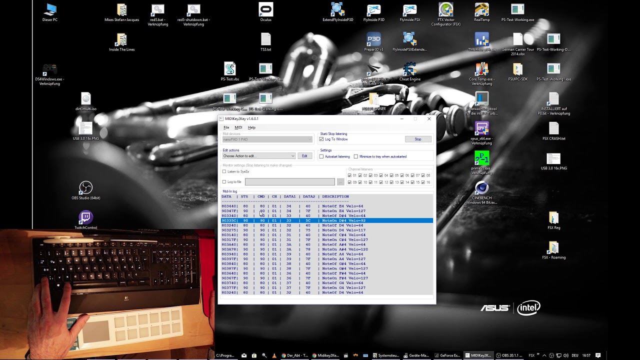 Switch scenes in OBS or lower your gear in FSX by MIDI with a new tool MidiKey2Key
