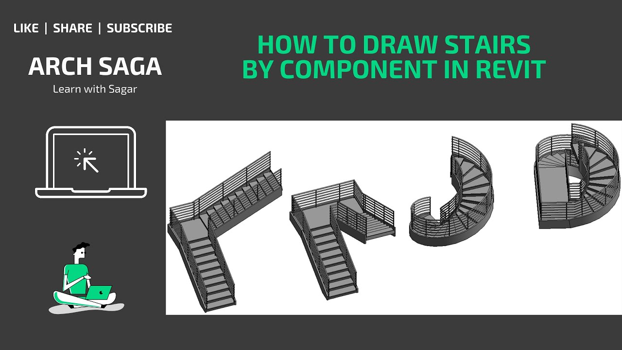 How to draw Stairs by Component | Revit Tutorial in English | Tutorial #12