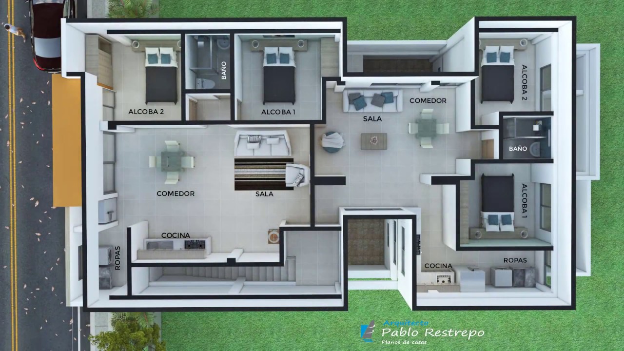 DISEÑO MODERNO EDIFICIO de 'APARTAMENTOS' [en TRES PISOS] | Arq Pablo Restrepo