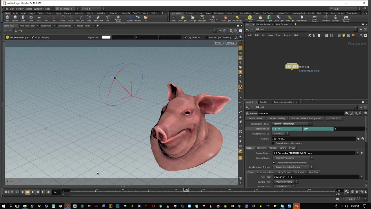 Houdini Mantra Sequence Rendering Setup
