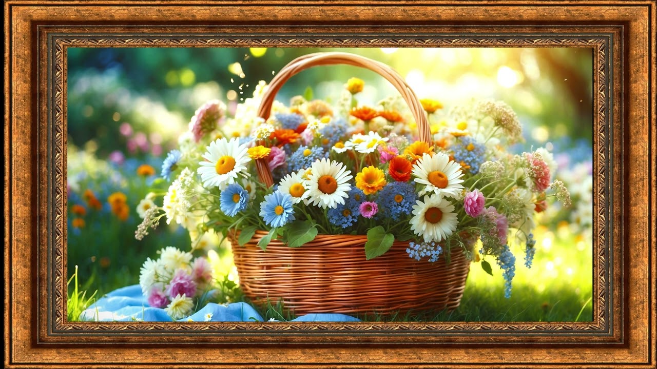 Summer Wildflowers Art | TV Art Screensaver | 2 Hrs Vintage Framed Painting | TV Wallpaper | 4K