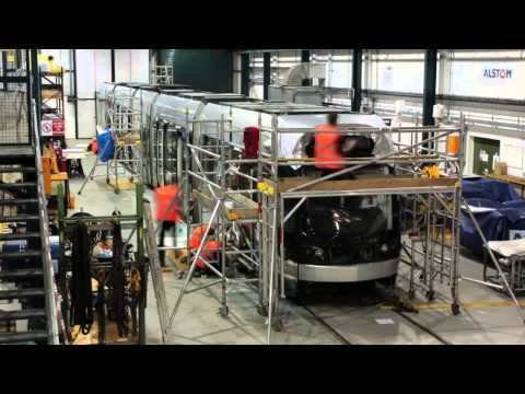 Time lapse video of a new Nottingham tram under construction