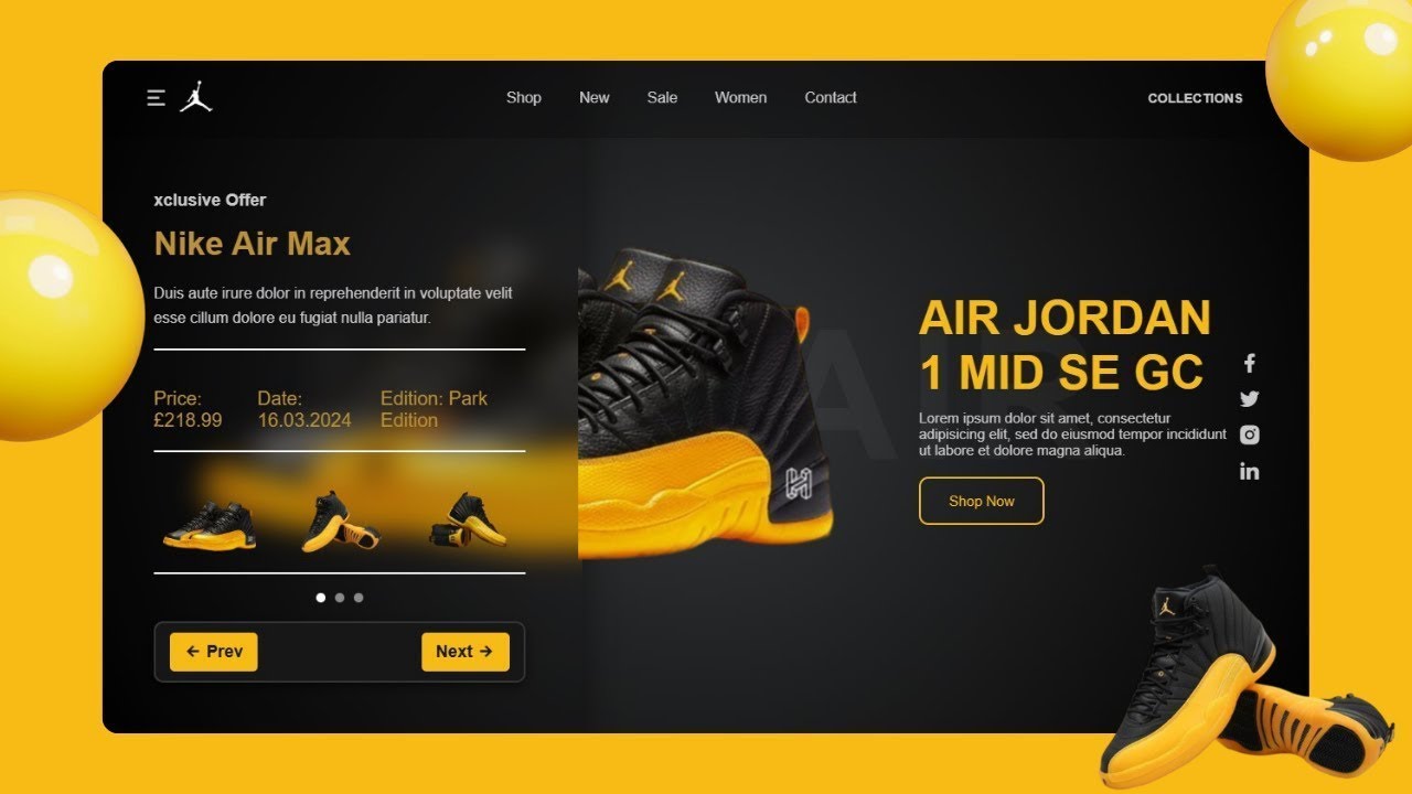 HOW TO CREATE A SLEEK NIKE SHOE SLIDER WEBSITE ｜ HTML, CSS & JAVASCRIPT TUTORIAL