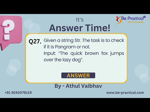 Java Programming Tutorial | Checking if a String is a Pangram| Be Practical Training Institute.