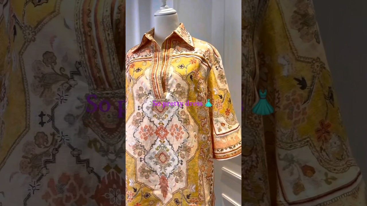 The Wylie Tunic series ,mustard multi mini dress﻿👗❤️#MiniDress#24Fall#fashion#floral#classic#linen
