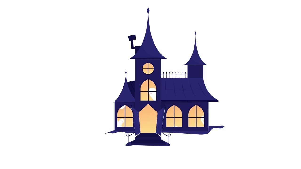 Animated house with ghosts object