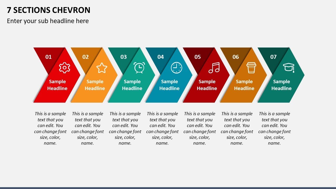 7 Sections Chevron Animated PPT Template