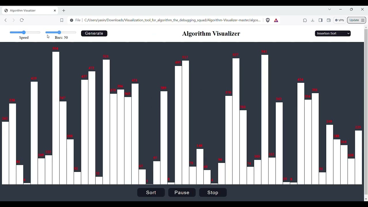 Interactive Visualization Tool for Algorithms