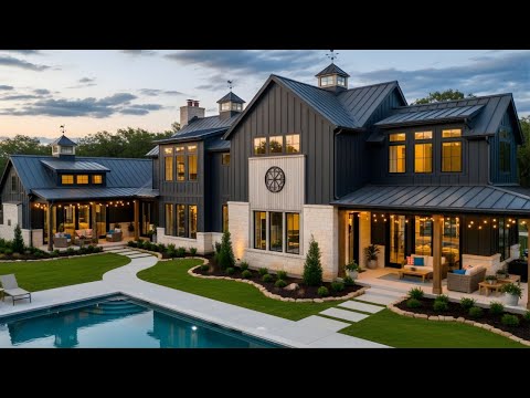 LUXURY BLACK BARNDOMINIUM HOMES EXTERIOR DESIGN IDEAS | MODERN FARMHOUSE MEETS BOLD ELEGANCE