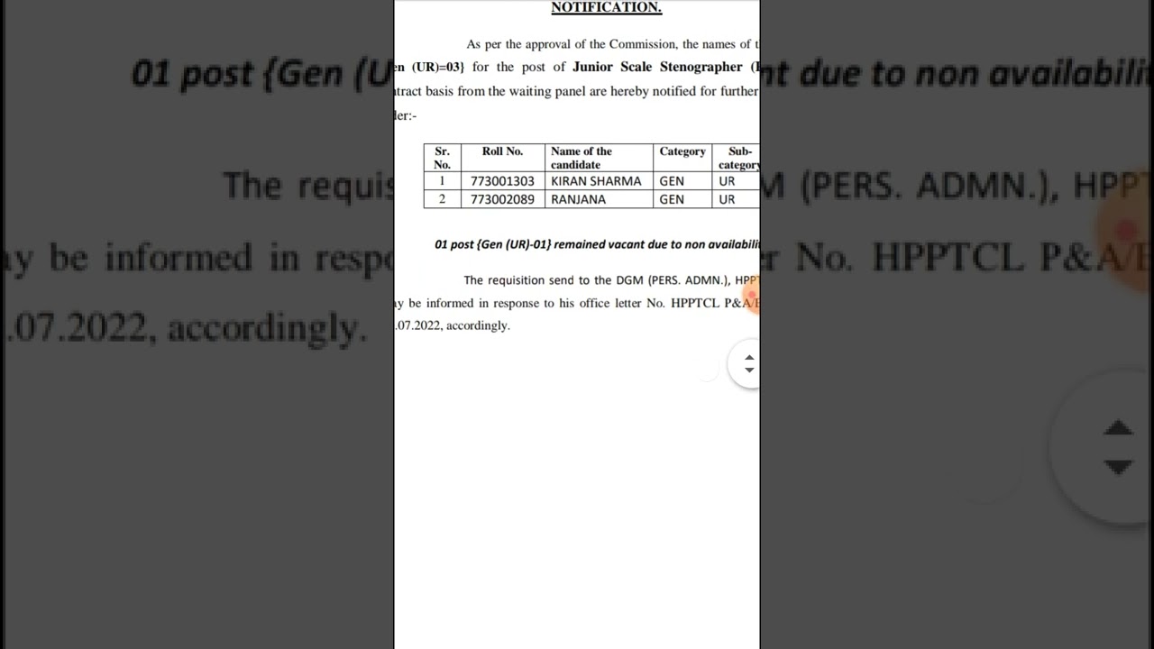 hpssc Junior Scale Stenographer (Post Code-773) waiting result 2022 | junior scale stenographer 773