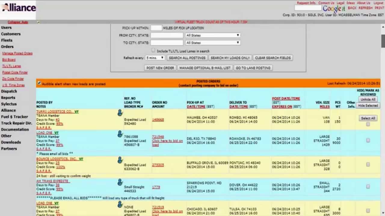 How to Bid on Loads Using Omnitracs Sylectus