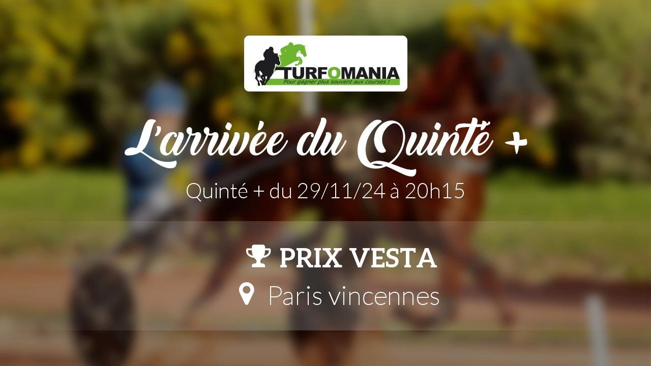 Turfomania Arrivée quinté du Vendredi 29 Novembre 2024
