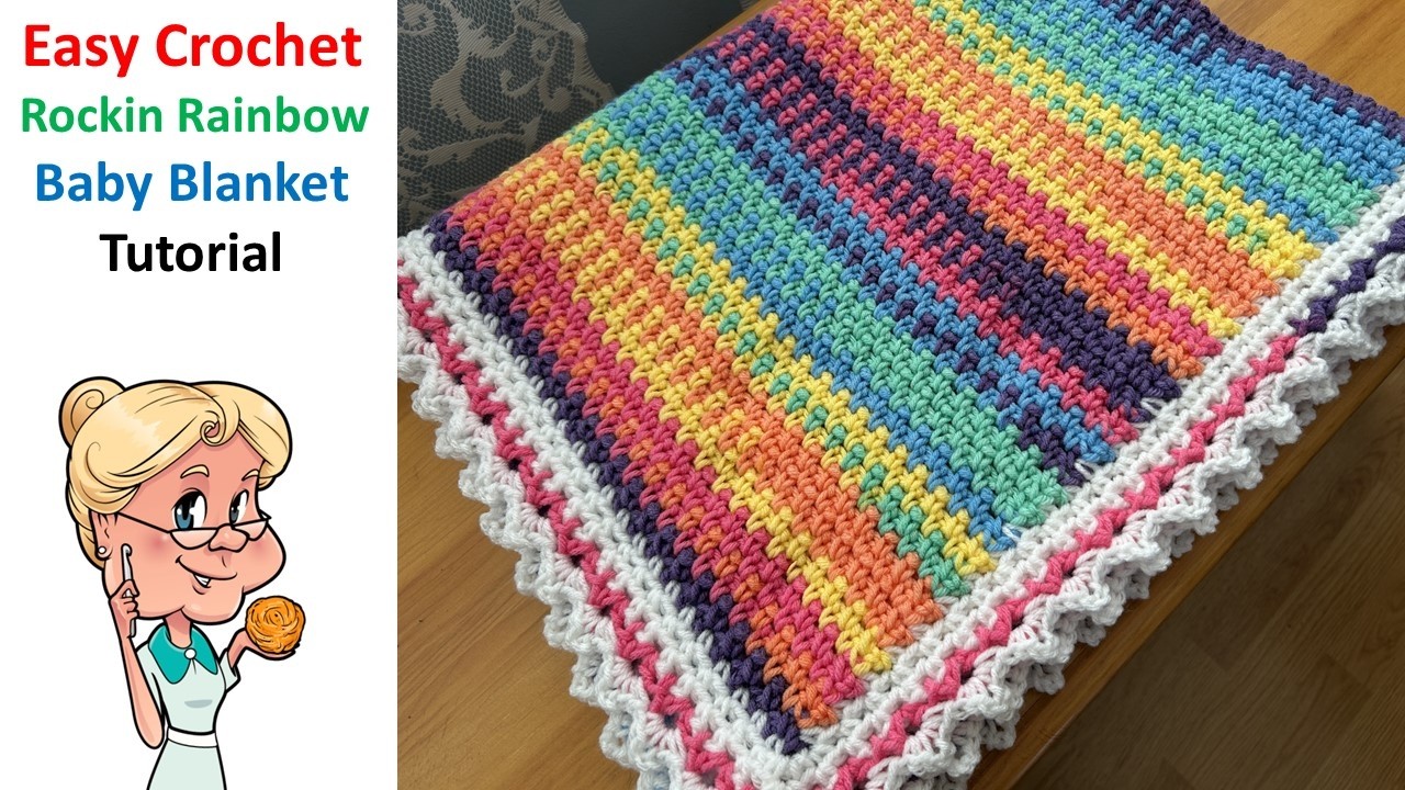 Easy Crochet Rockin Rainbow Baby Blanket Tutorial  #yarnspirations