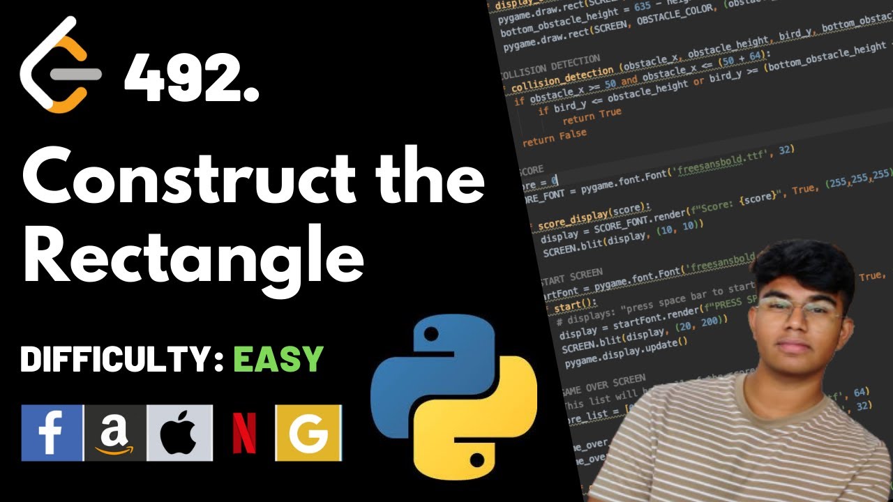 Construct the Rectangle | Leet code 492 | Theory explained + Python code