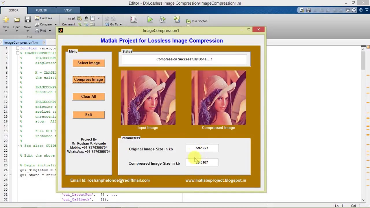 Matlab Project with Source Code Lossless Image Compression