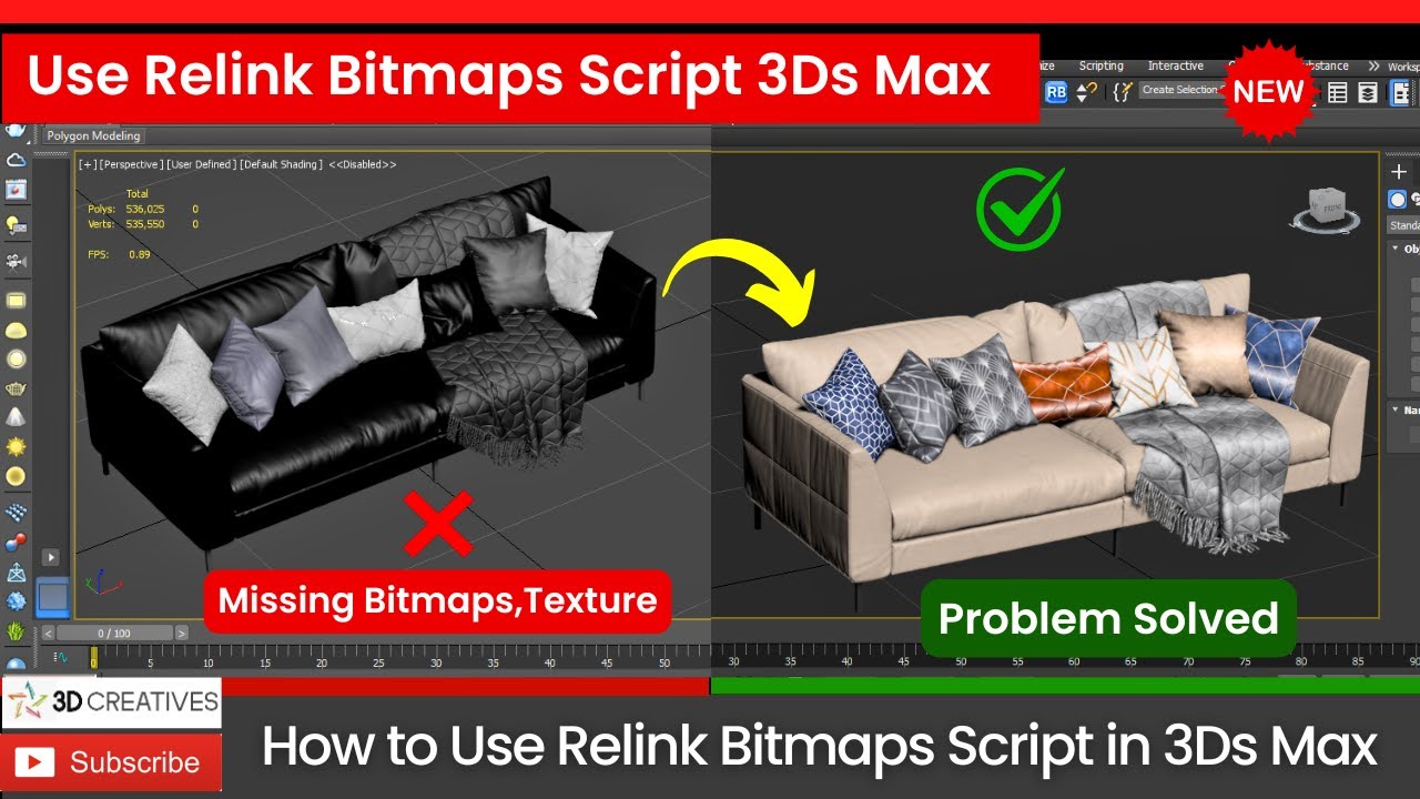 Use Relink Bitmaps Script in 3Ds Max: Fix Missing Textures Problem