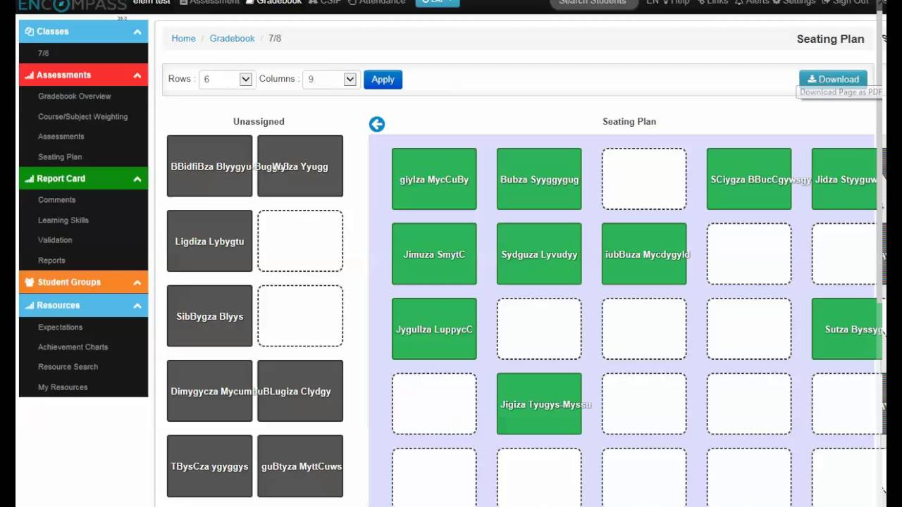 Creating a Seating Plan - Gradebook