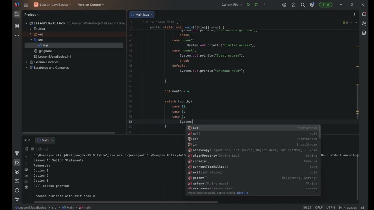 Java Lesson 4 – Switch Statements Explained (Cleaner Multi-Case Decisions)