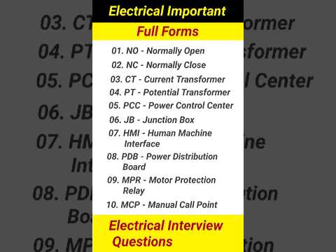 Electrical Short Form/Full Form | Electrician Interview questions | Electrical Video | Viral Shorts