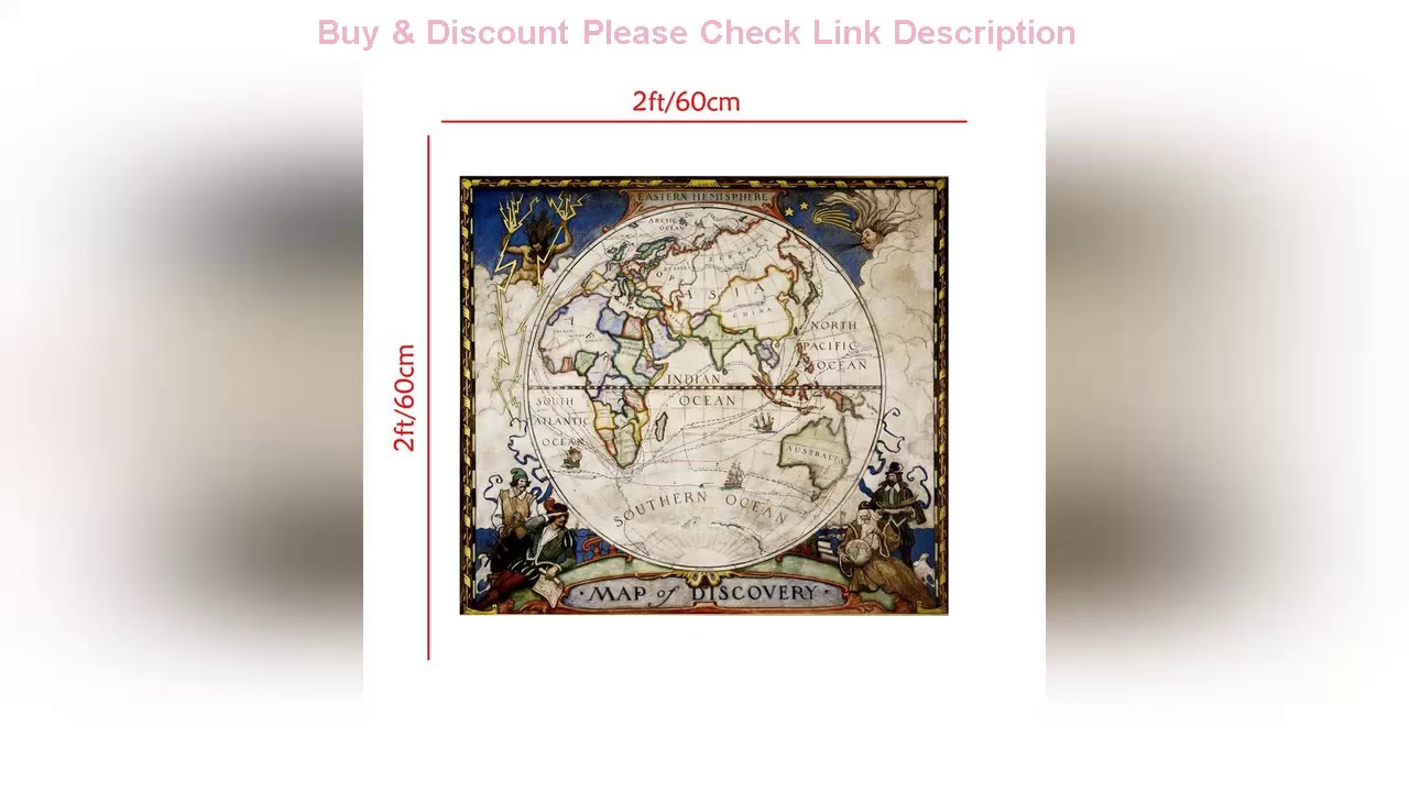 Review 24x24 inch Eastern Hemisphere Map of Discovery Vintage Decor Map Home Office Wall Decoration