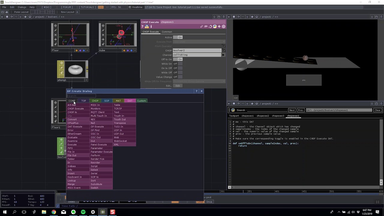 Touchdesigner- getting started with bulletsolver (Dynamic physics!)  - Part 3