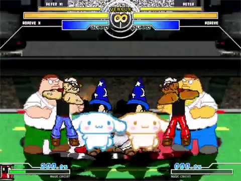 Mugen: Popeye, Peter Griffin, Cinnamon and Mickey Mouse vs their old versions