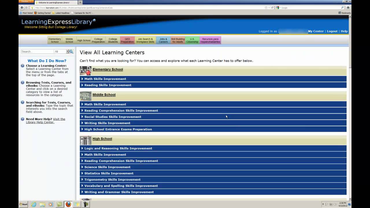 LearningExpress Library database tutorial