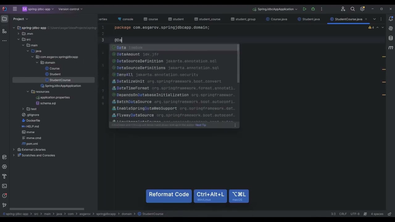 Spring Boot: Implementing Persistence (Dao layer) with Spring JDBC