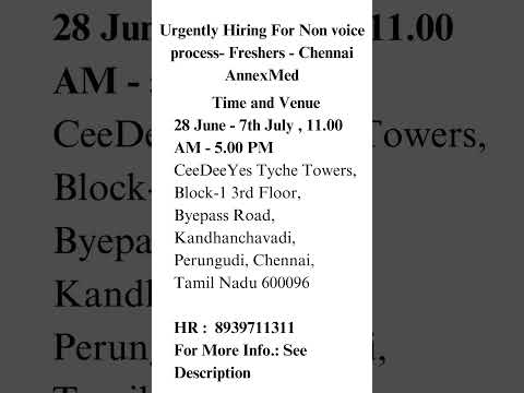 Urgently Hiring For Non voice process- Freshers - Chennai AnnexMed