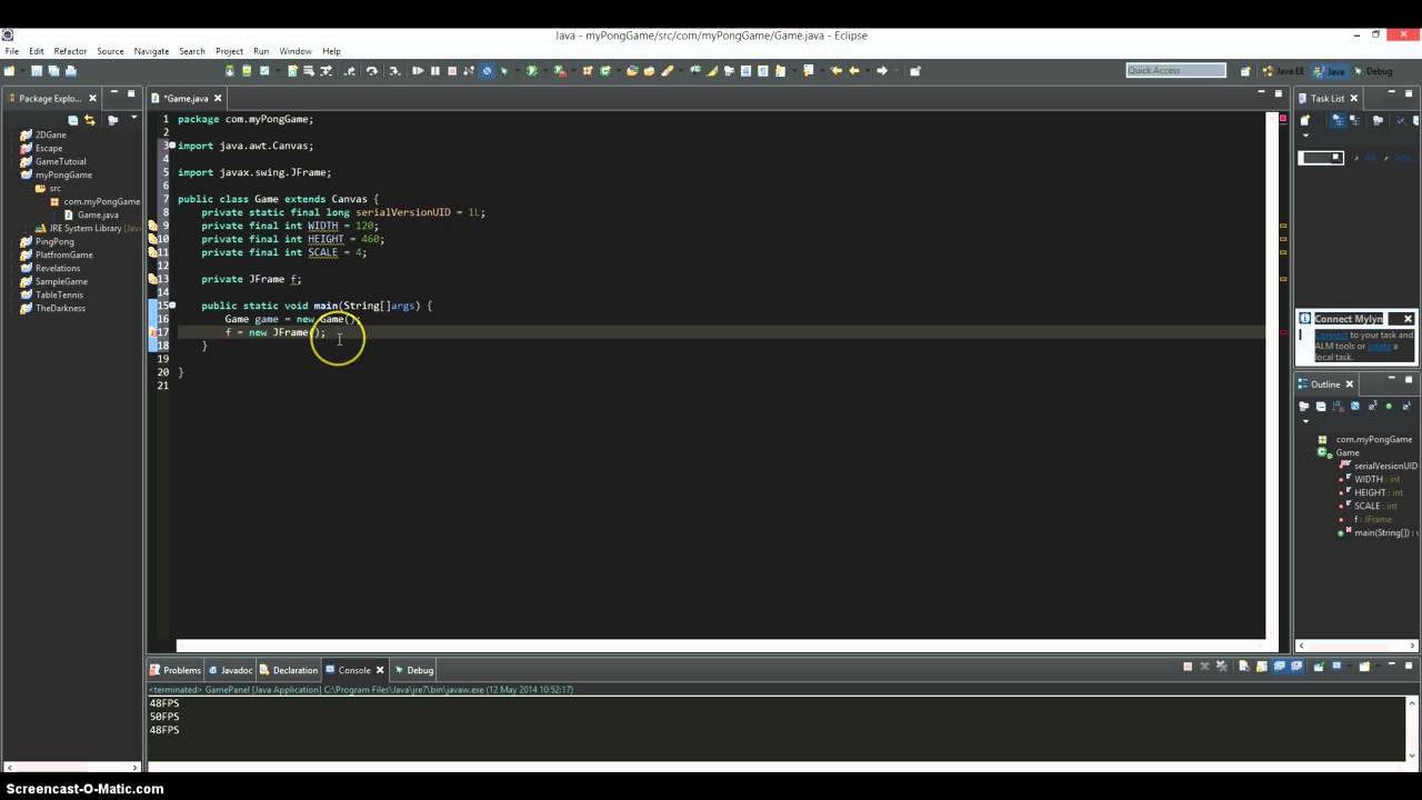 java game tutorial for beginners ( Pong Part1 )