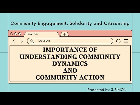 Lesson 1: Importance of Understanding Community Dynamics and Community ...