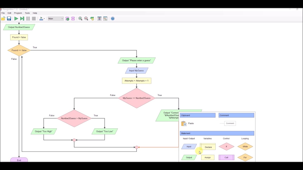 Flowgorithm Guess The Number (Task 2)