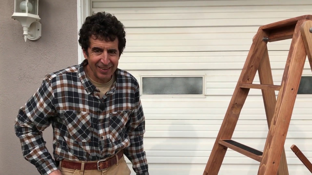 DIY Fold Flat Wooden Step Ladder for Interior Use.  Stores behind door.