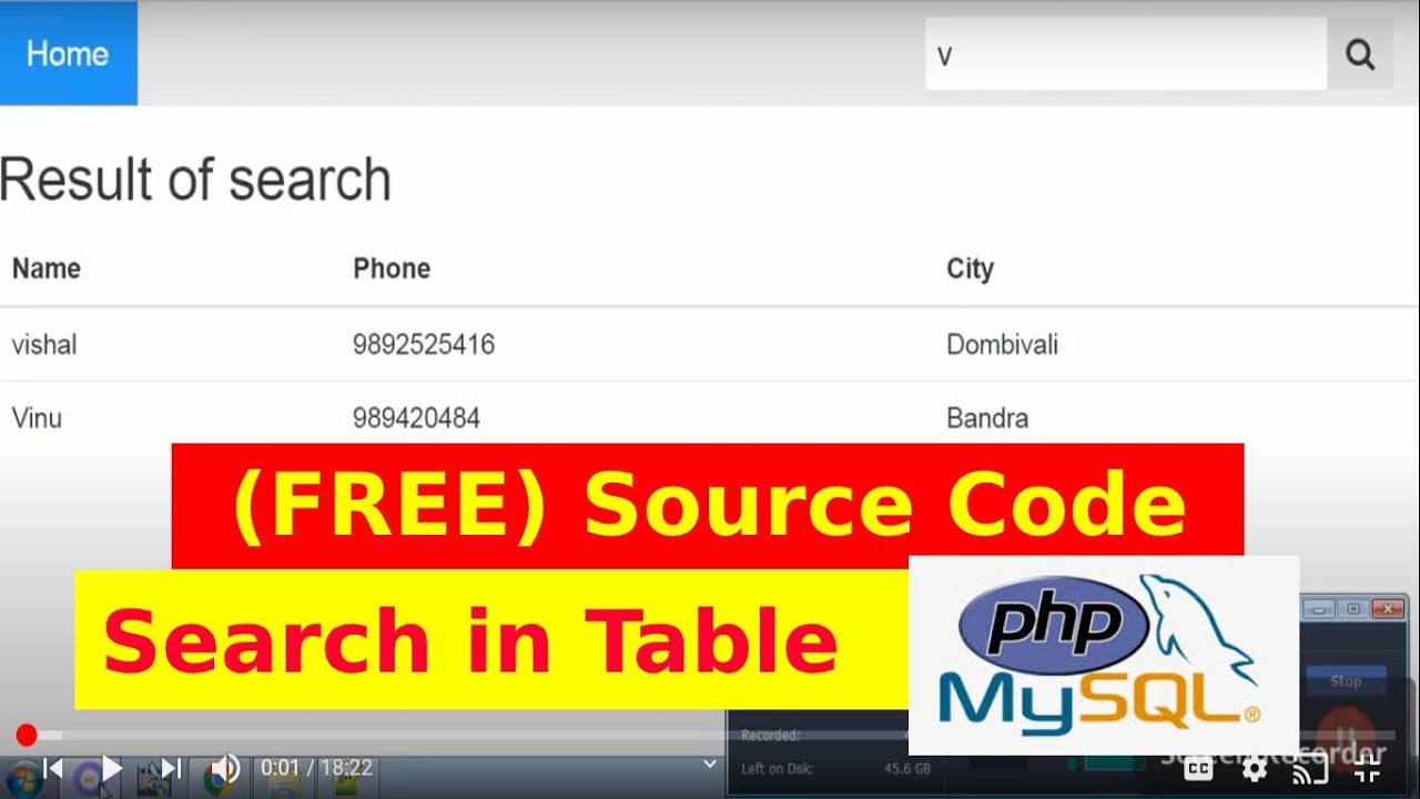 Search Data display in table - PHP/MYSQL - AJAX