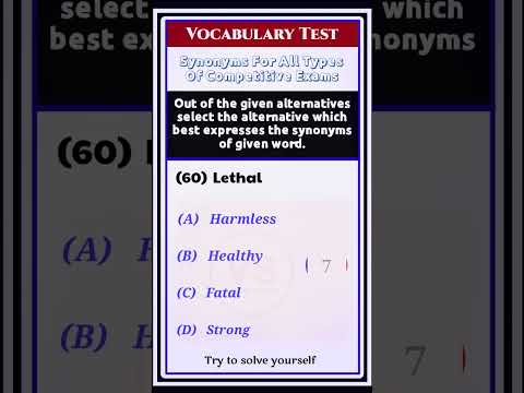 Vocabulary Test Q60 || Which given alternatives express synonyms of word "Lethal" || @vocabstock
