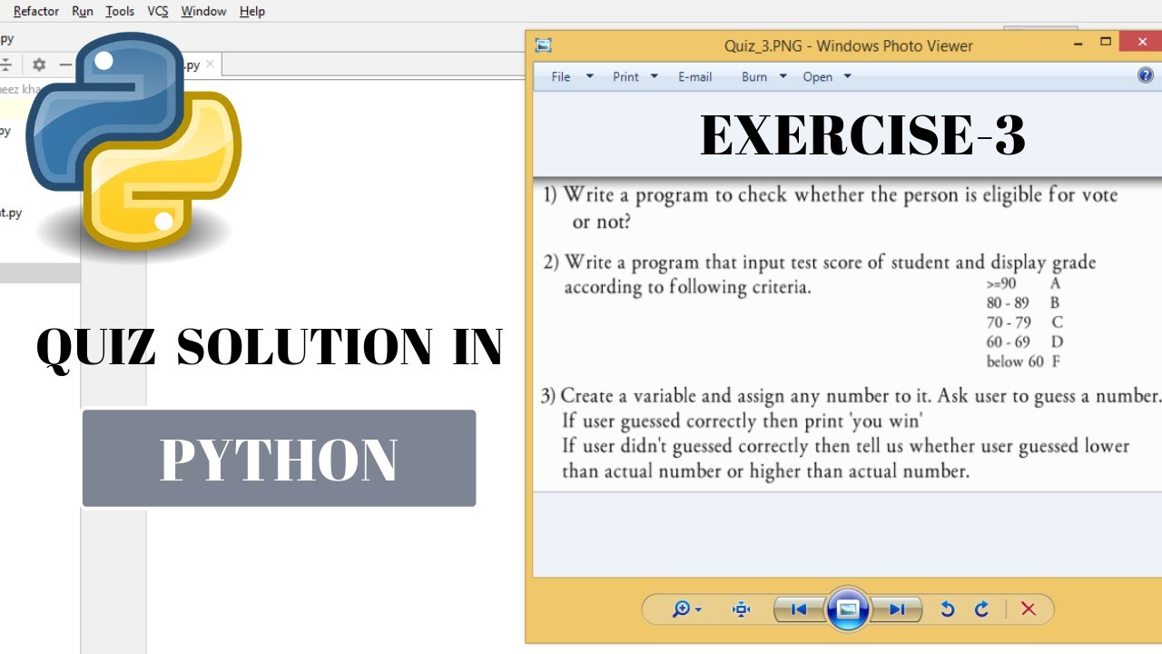 #20 Python Tutorial for Beginners | Quiz_3 Solution | python exercise solution