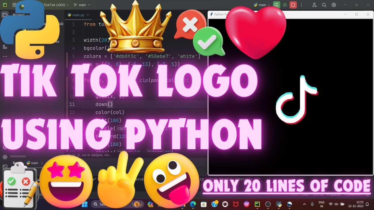 Drawing TikTok Logo using Python | Python Turtle Tutorial #python #tiktok #design