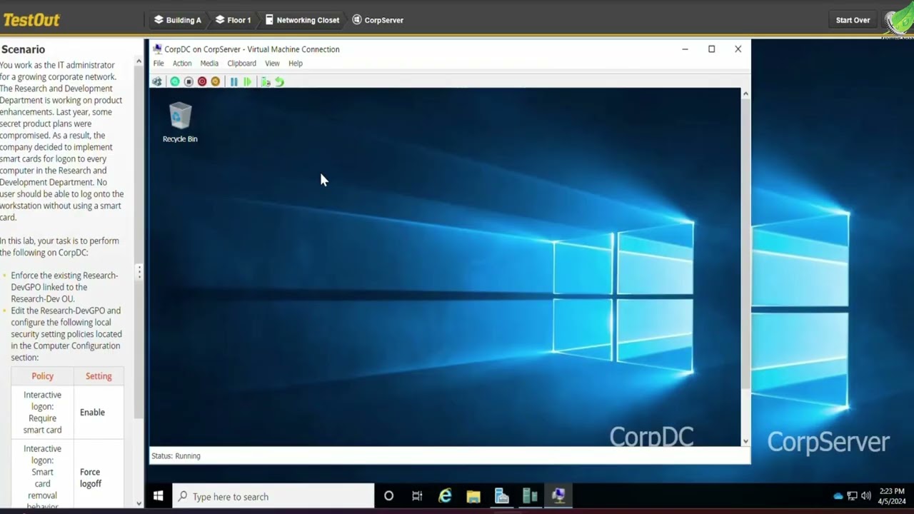 Security Pro 6.6.11 Configure Smart Card Authentication TestOut