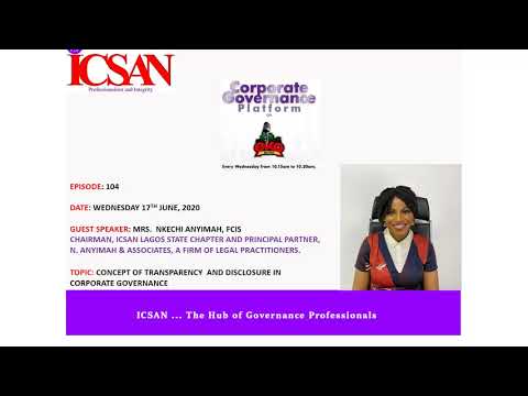 TOPIC: CONCEPT OF TRANSPARENCY  AND DISCLOSURE IN CORPORATE GOVERNANCE