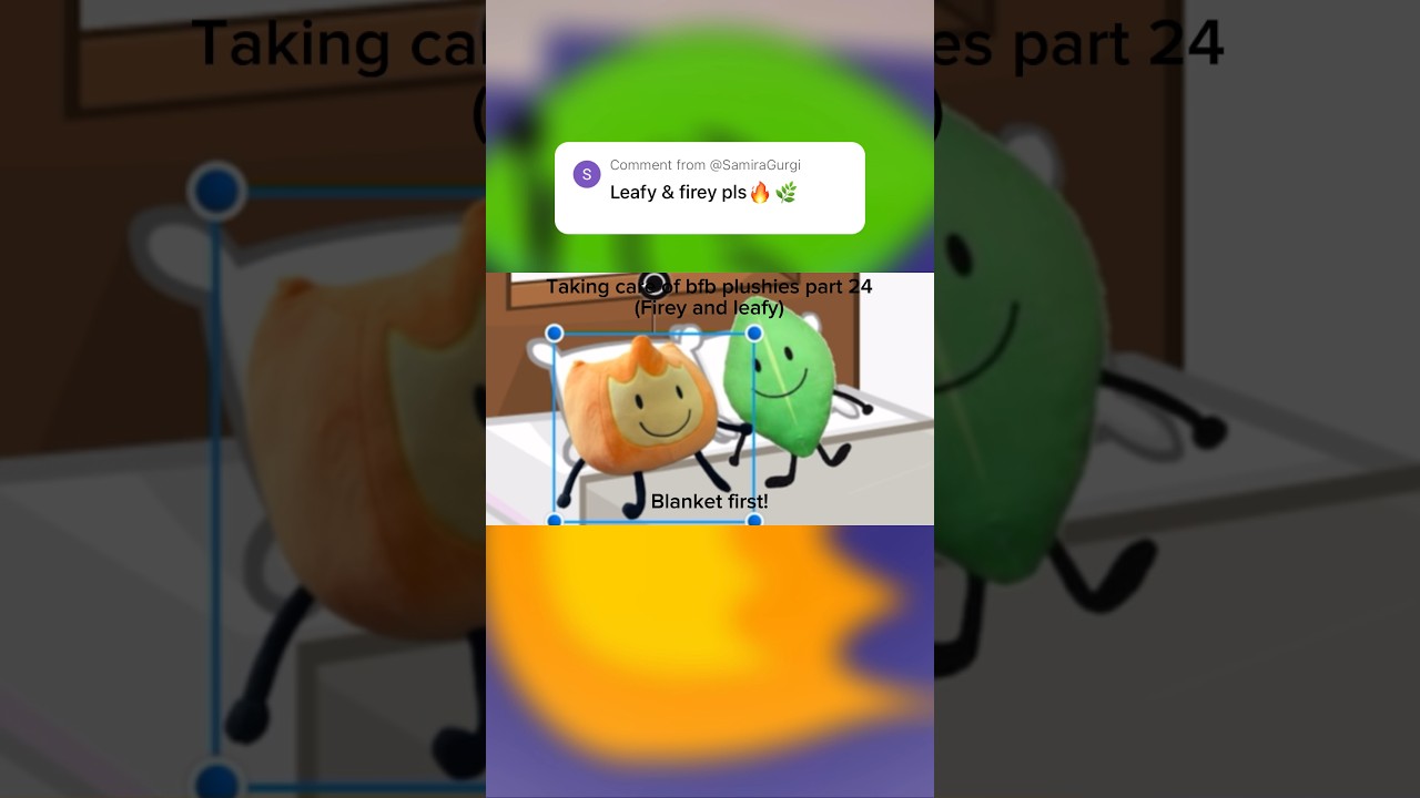 Taking care of bfb plushies part 24 (leafy and firey)