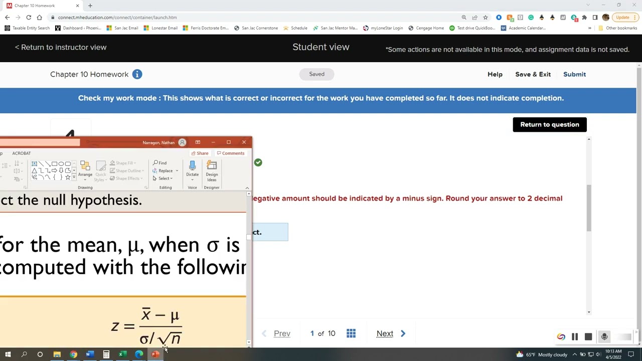 BUSI 2305 Chapter 10 Homework