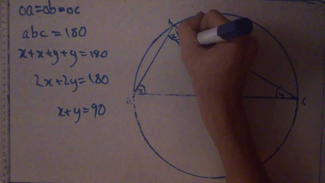 Circle Theorem 2 - Angle in a Semi-Circle proof