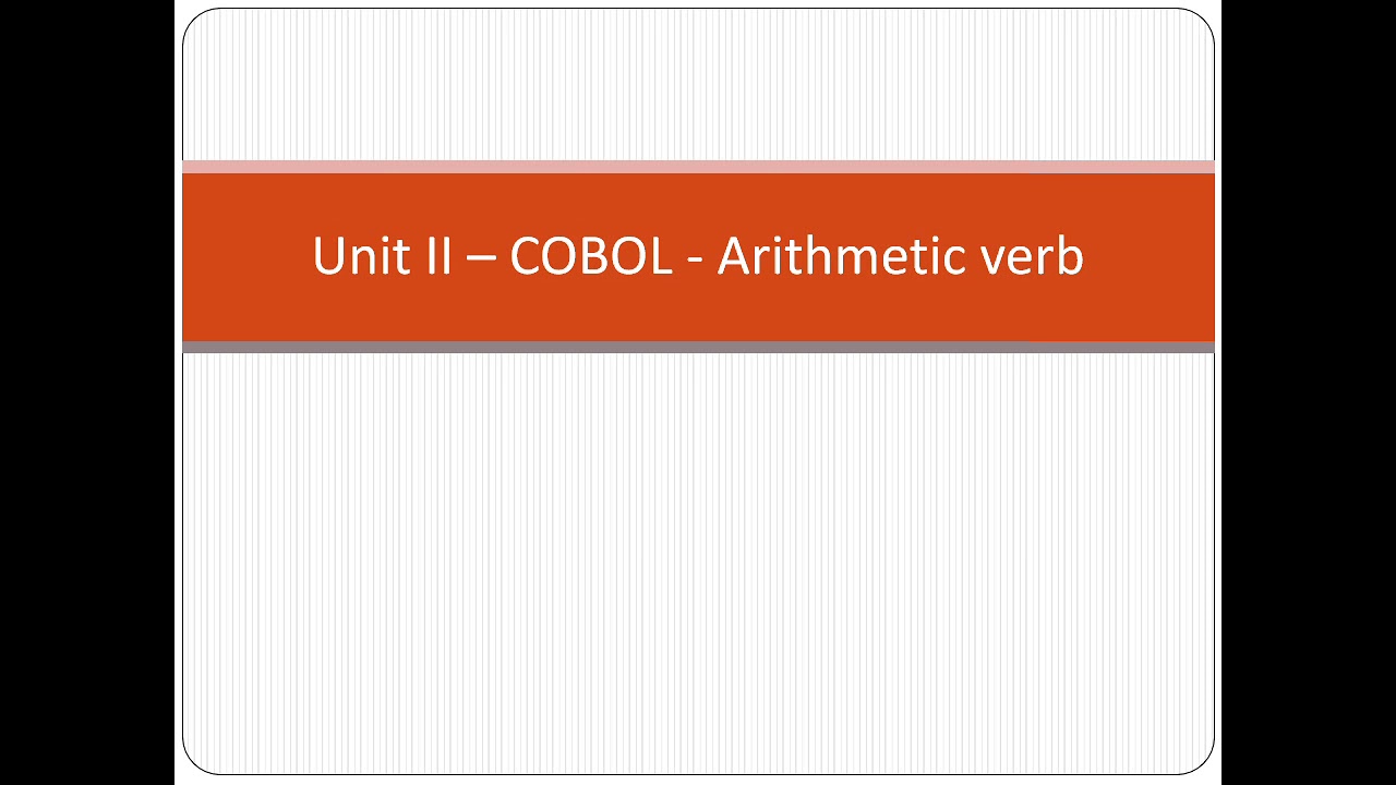 Cobol Arithmetic verbs